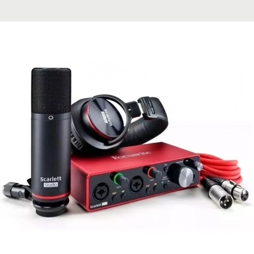 Kit Home Studio Scarlett 2i2 Studio - 3a Geração - Focusrite - A ...